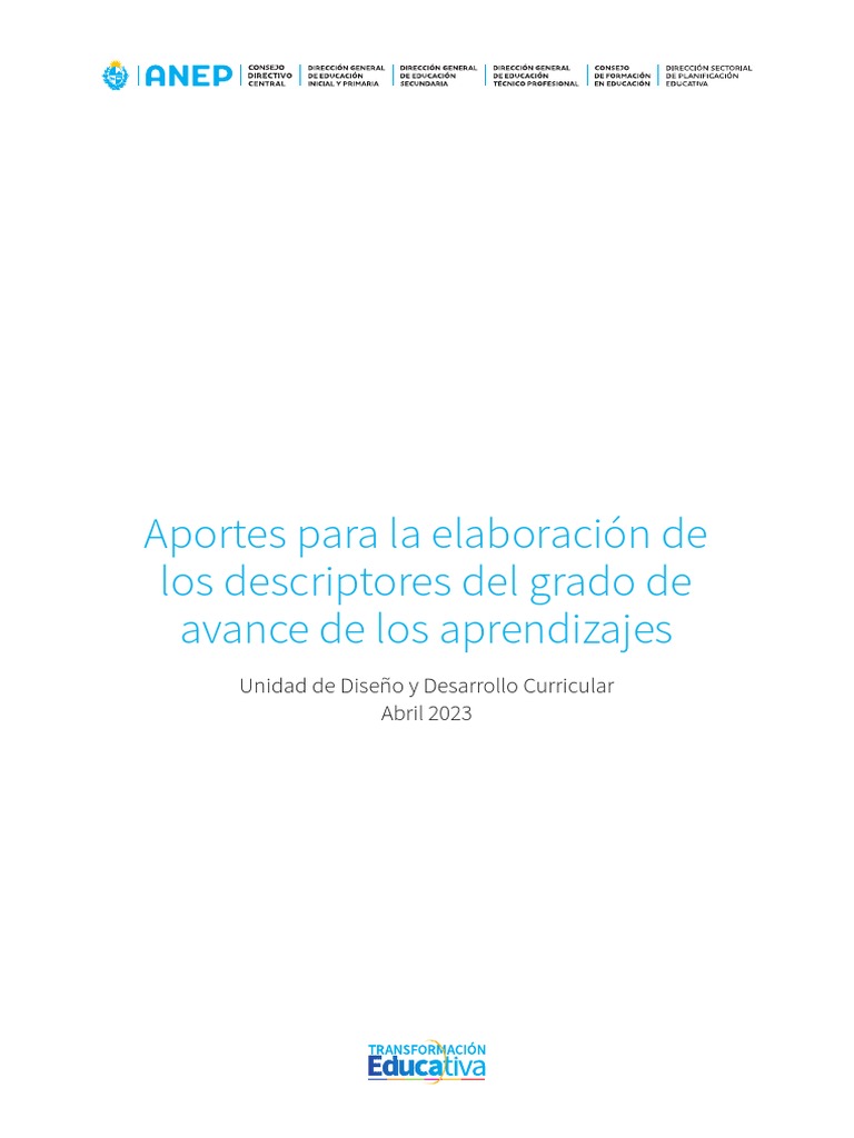 Aportes para La Elaboración de Los Descriptores Del Grado de Avance de ...