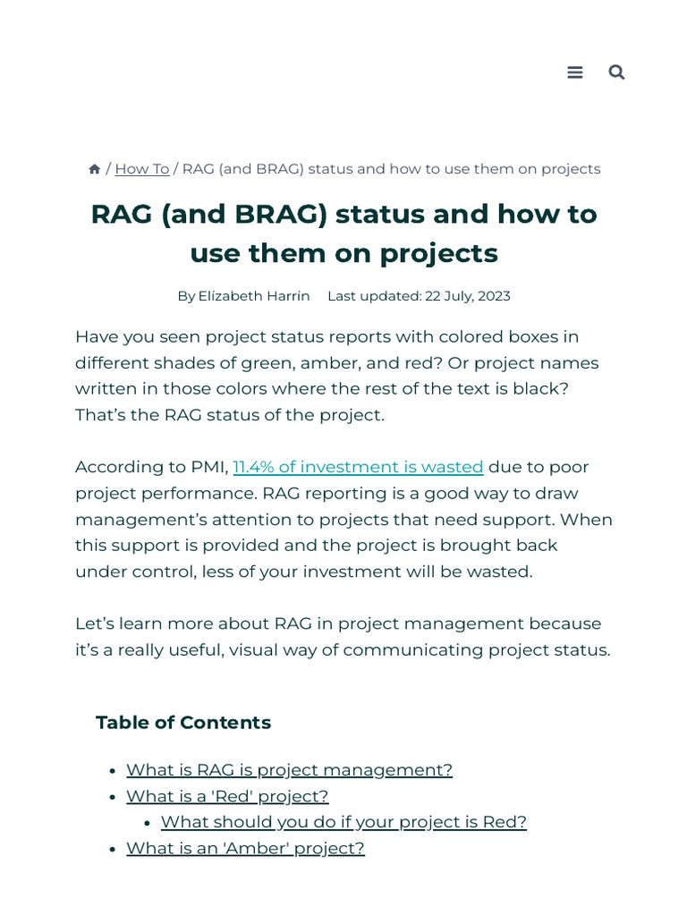 RAG (And BRAG) Status and How To Use Them On Projects | PDF | Color | Red