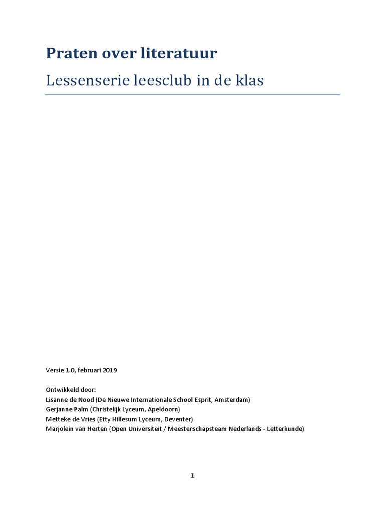 Praten Over Literatuur | PDF
