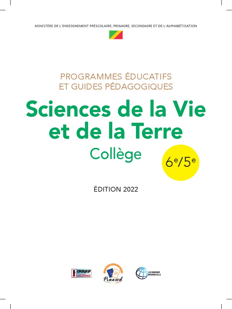 Programmes SVT Collège Congo 2022 | PDF | Adolescence | Enseignement ...