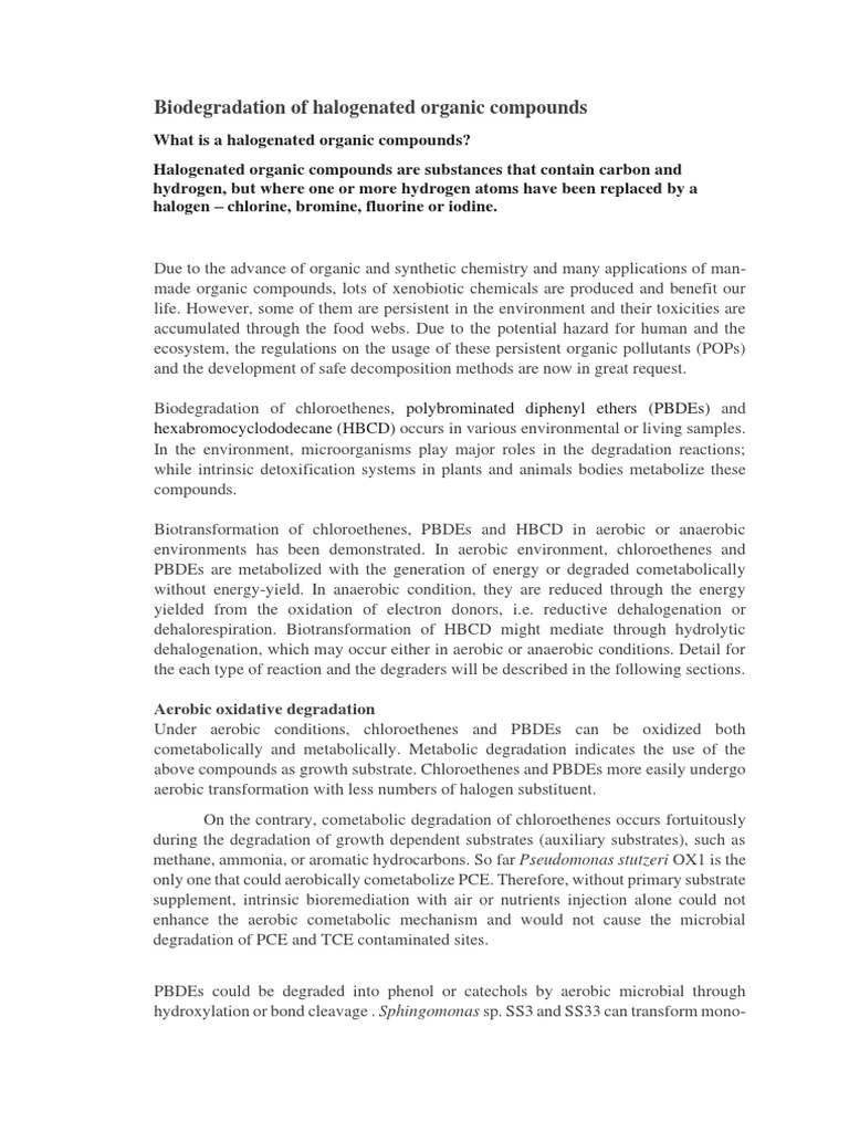 Biodegradation of Halogenated Compounds | PDF