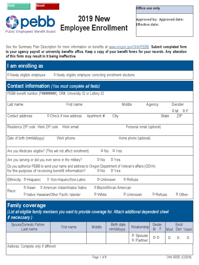 New Employee Enrollment Form PDF | PDF | Race And Ethnicity In The ...