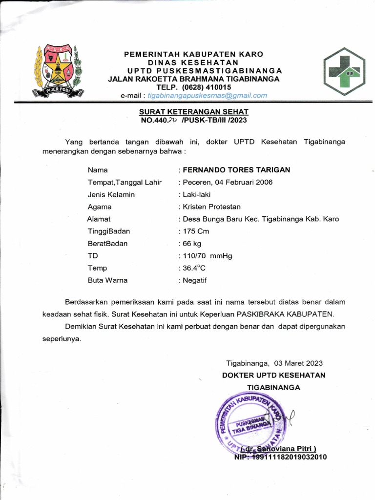 Surat Keterangan Sehat | PDF