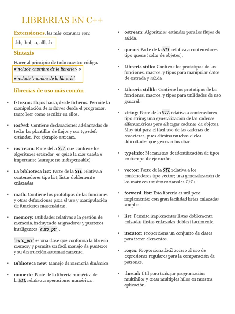 LIBRERIAS EN C++ | PDF | C ++ | Biblioteca (informática)