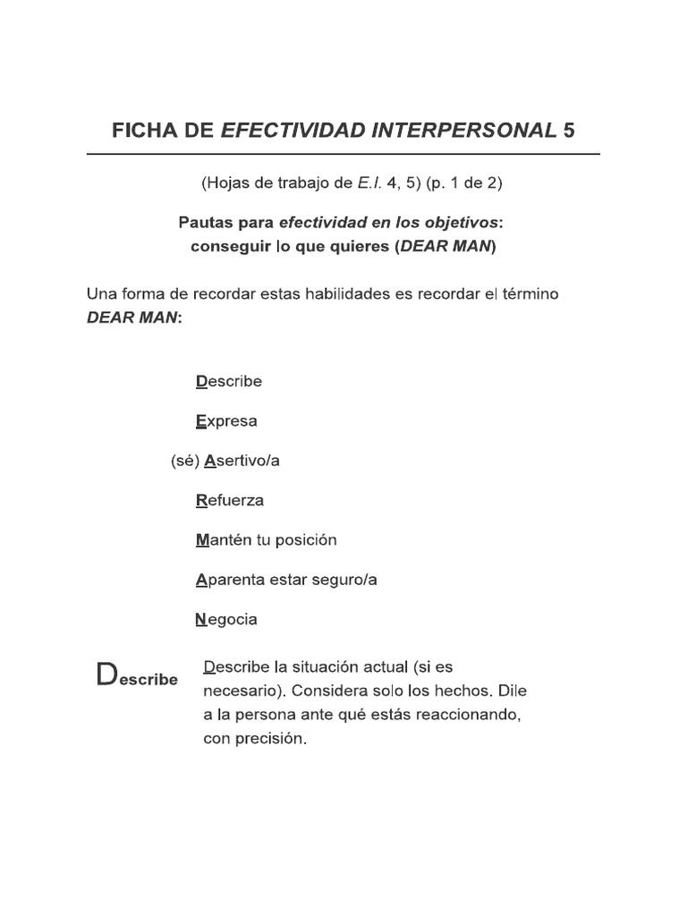 DEAR MAN - Habilidades Interpersonales | PDF