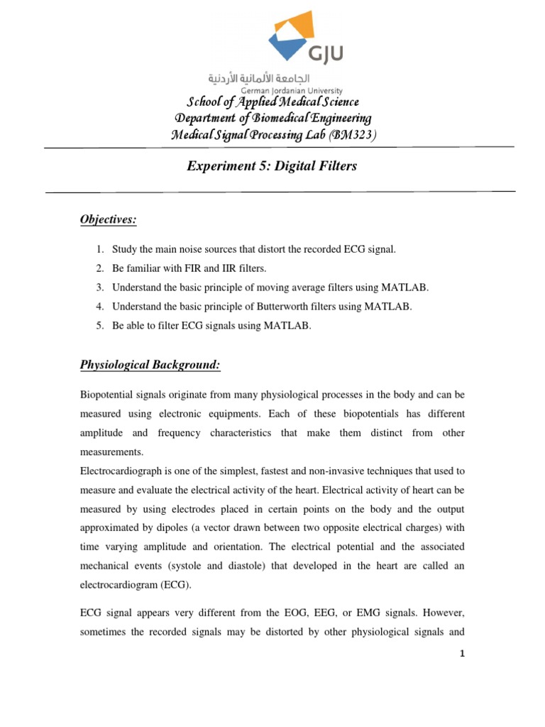 Lab 5-Digital Filter | PDF | Filter (Signal Processing) | Electronic Filter