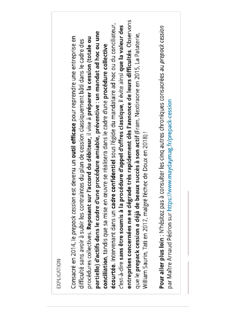 Prepack Cession Définition | PDF