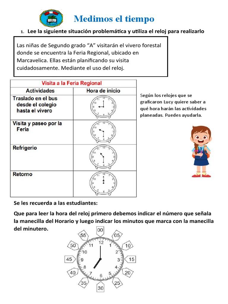 Ficha Mat. Medimos El Tiempo - Reloj | PDF