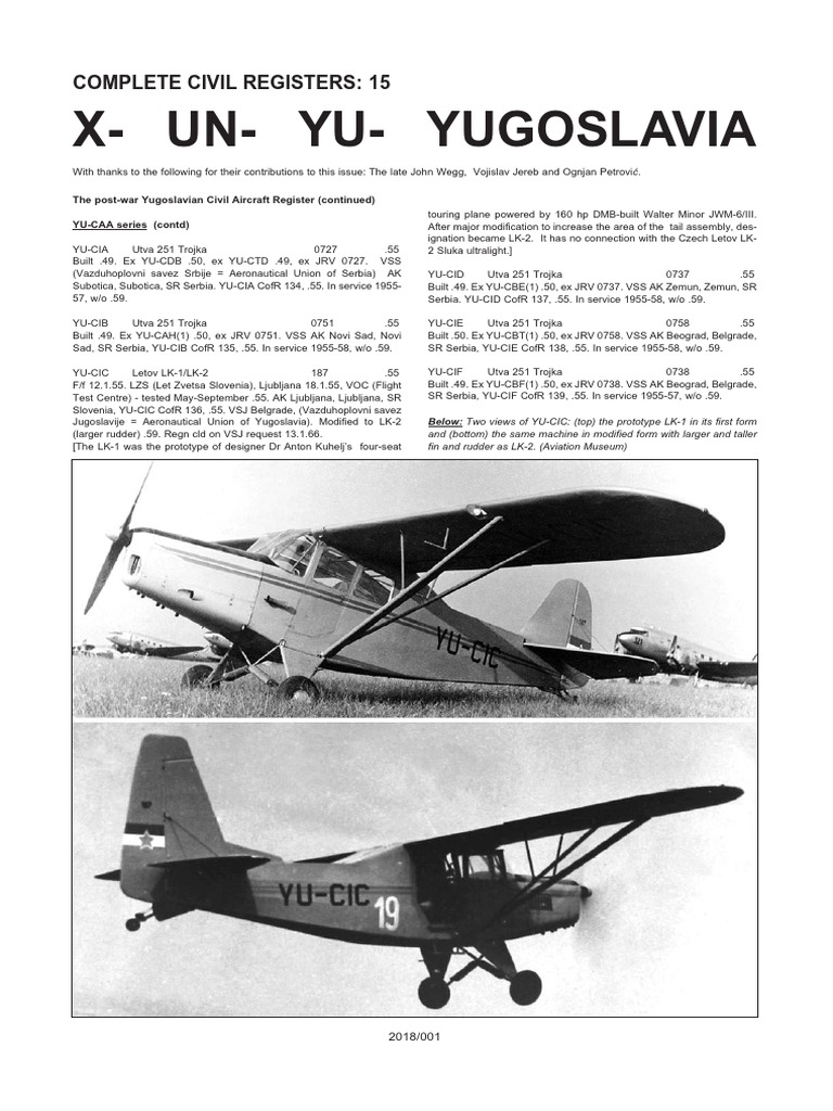 Yugoslav Register YU-CIA To YU-CIZ | PDF