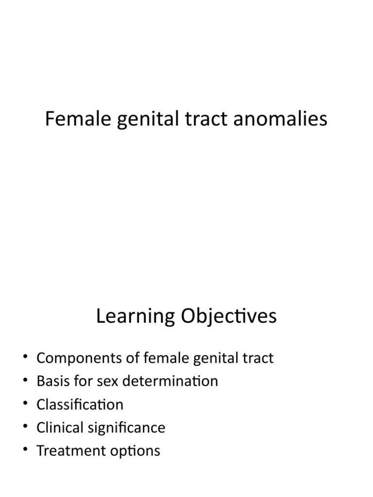 Female Genital Tract Anomalies Pdf Vagina Sex Organ