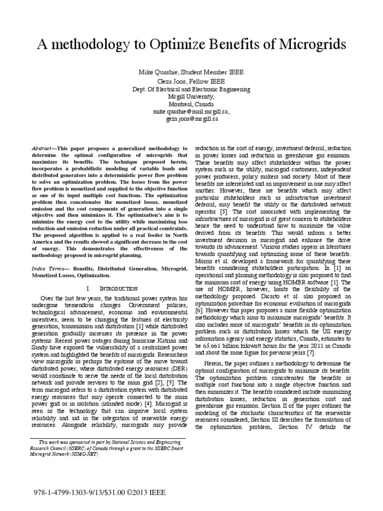 Microgrid Optimization for Engineers | PDF