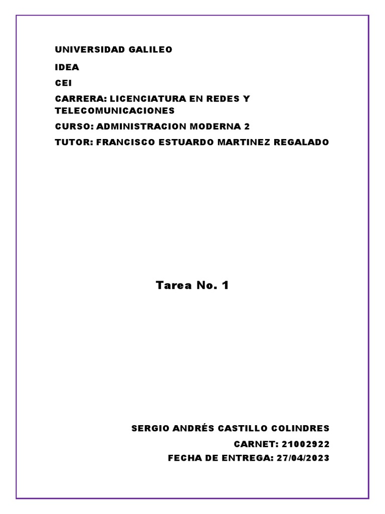 Tarea 1 Administracion Moderna 2 Sergio Castillo | PDF
