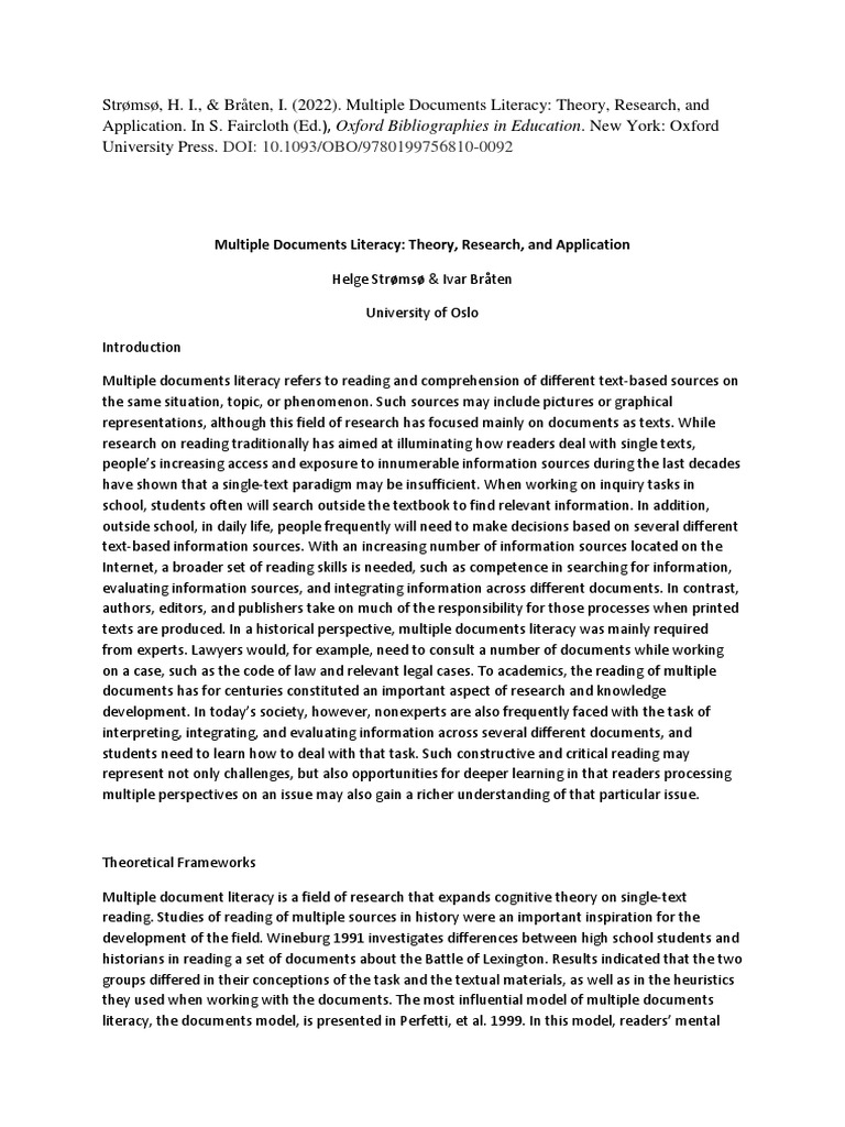 MultipleDocumentsLiteracy 2022 | PDF