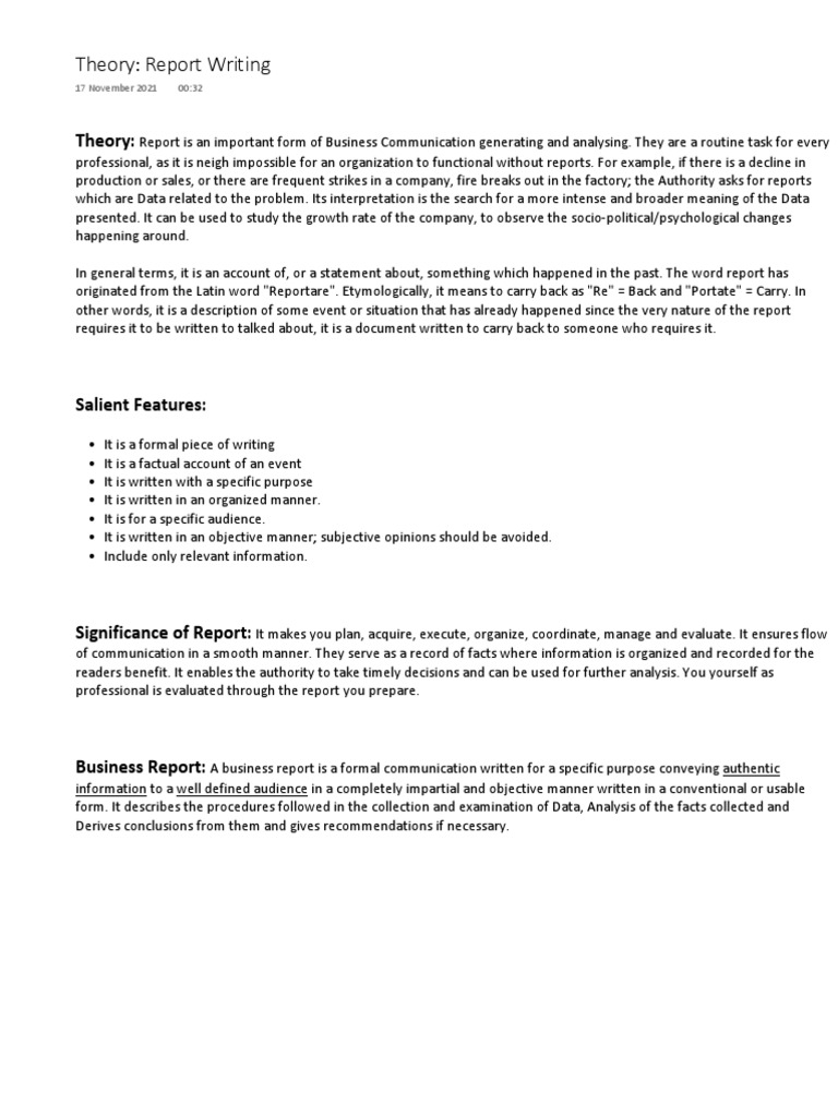 English - Report Writing | PDF | Memorandum | Data