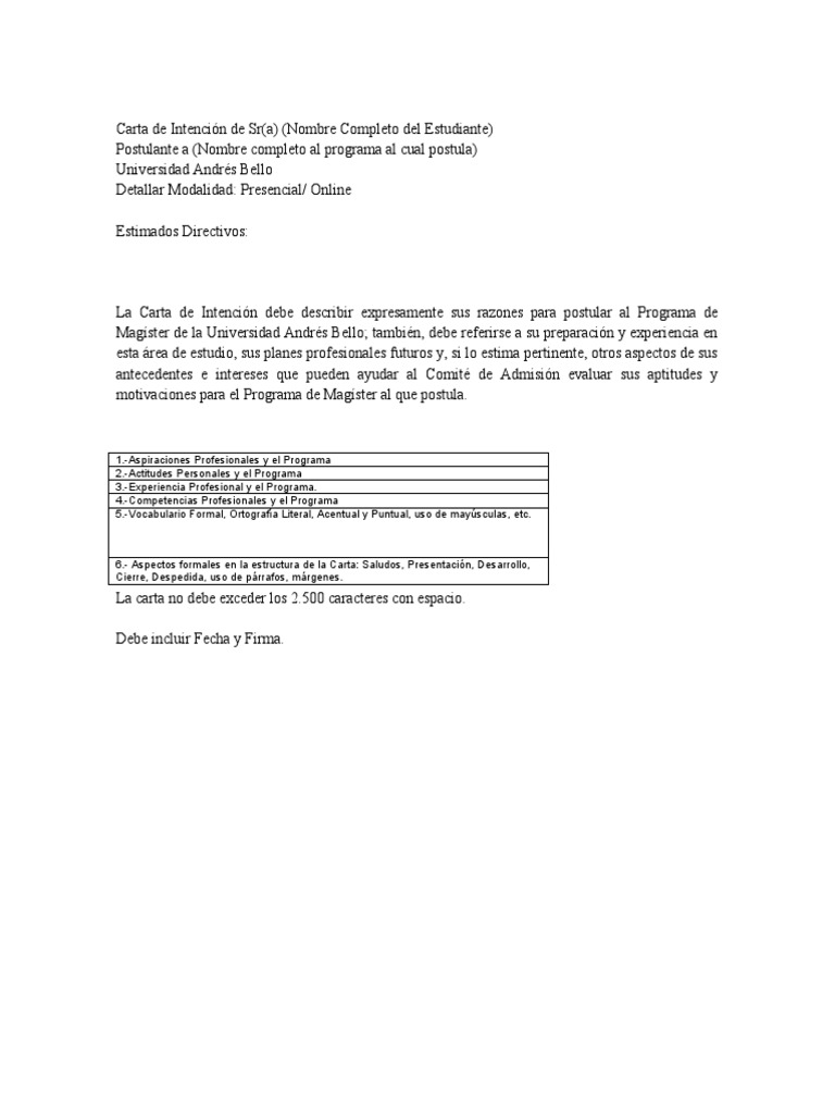 Formato Carta Intencion | PDF