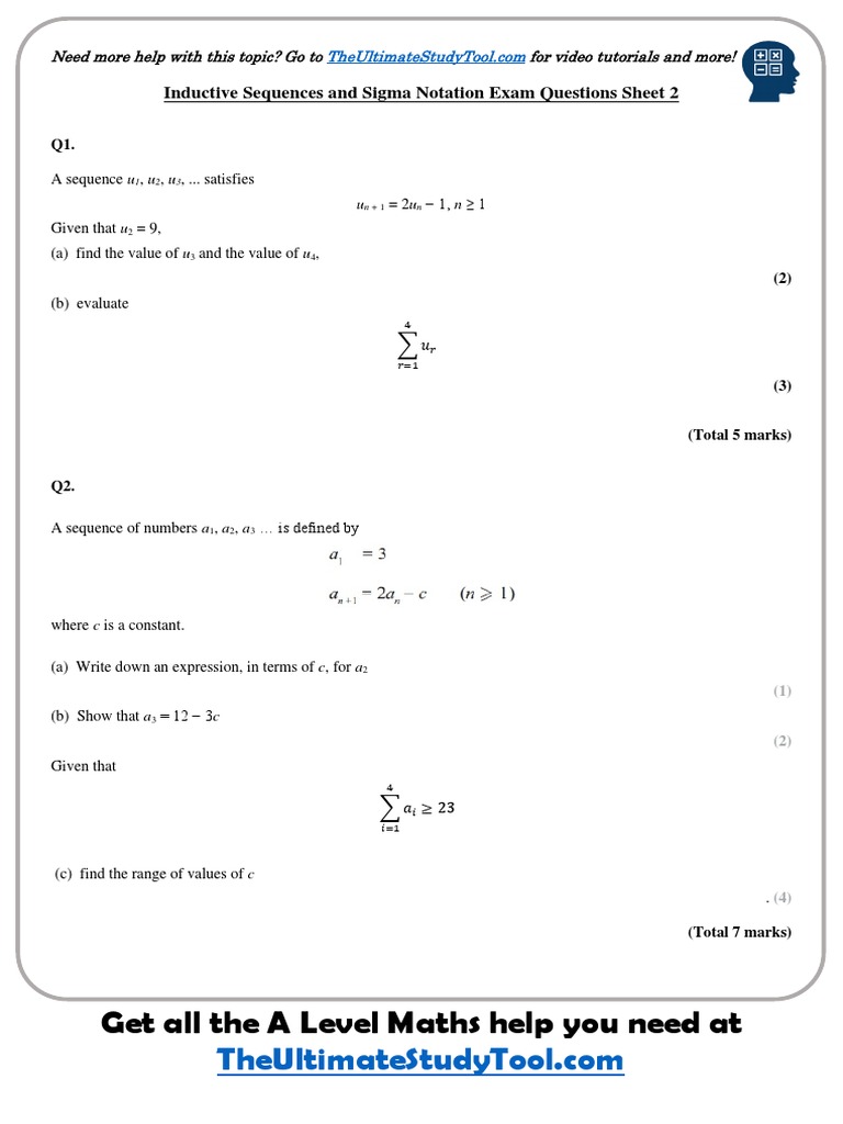 Y2 Pure Inductive Sequences and Sigma Notation e | PDF