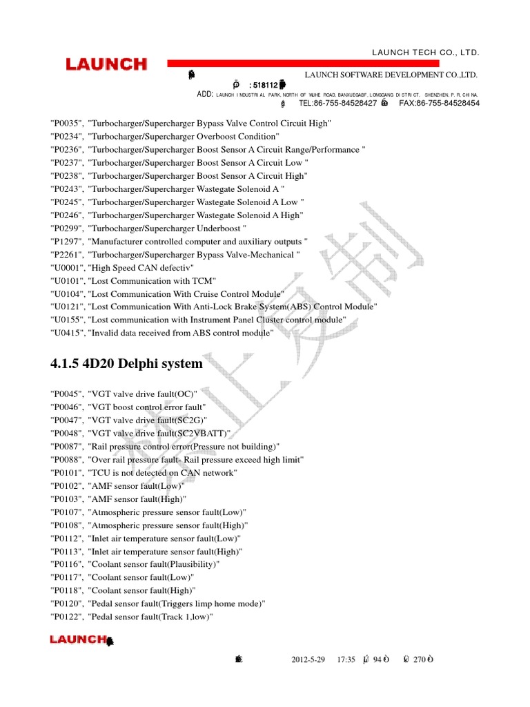 DTC S Bosch & Delphi 4D20 | PDF | Anti Lock Braking System | Turbocharger