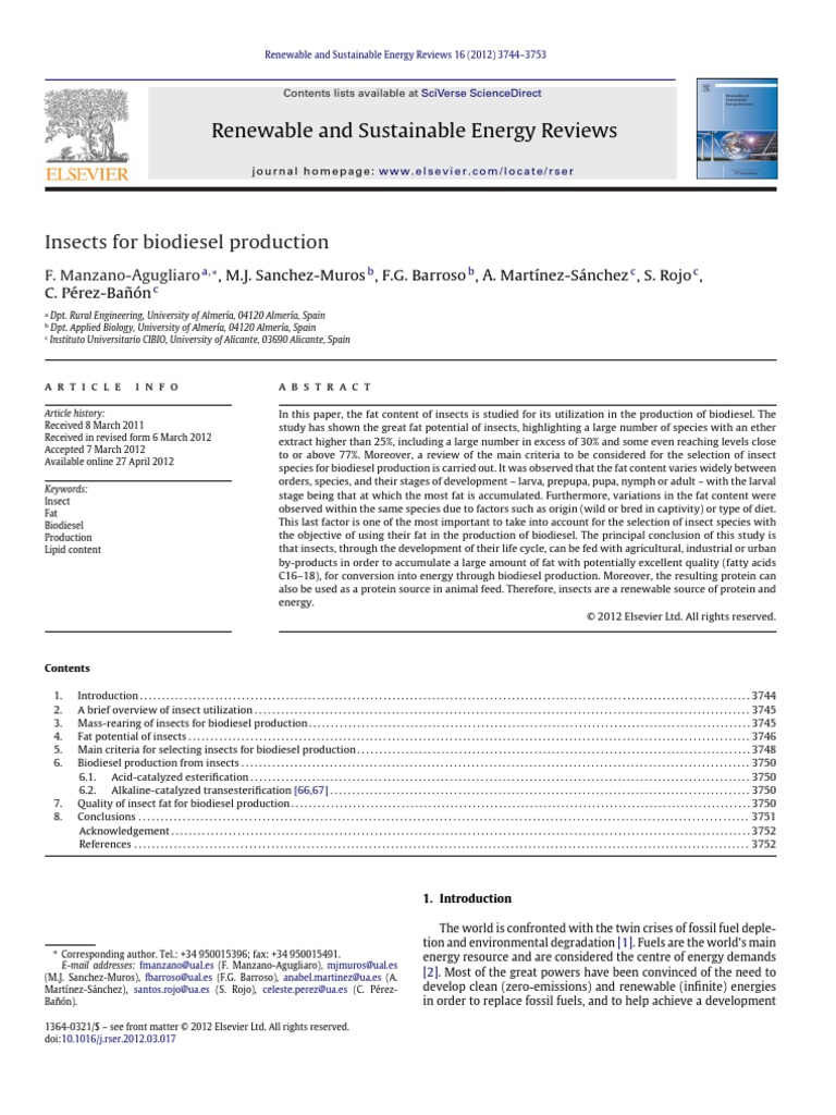 Insects as Biodiesel Feedstock | PDF