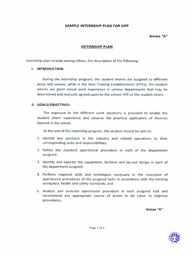 Sample Internship Plan | PDF