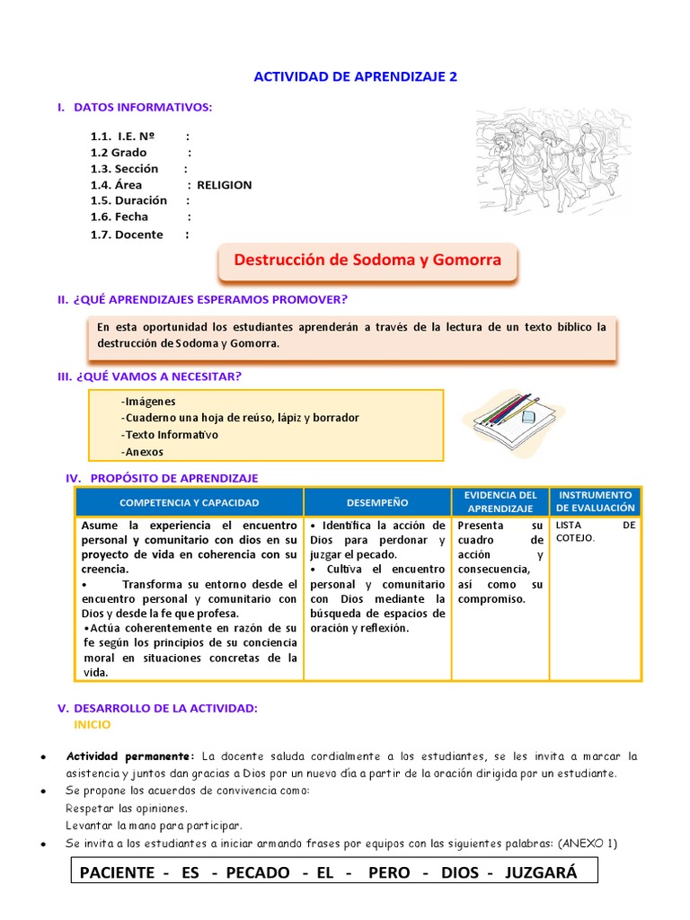 D2 A2 SESION REL. Destrucción de Sodoma y Gomorra | PDF