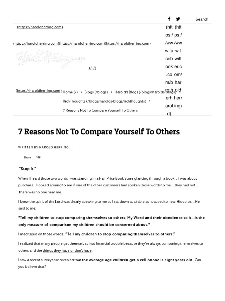 7 Reasons Not To Compare Yourself To Others | PDF