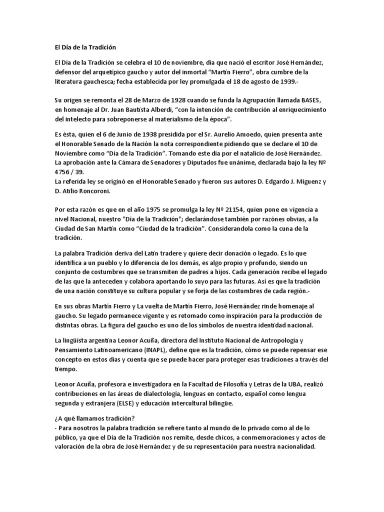 El Día de La Tradición | PDF | Tradiciones