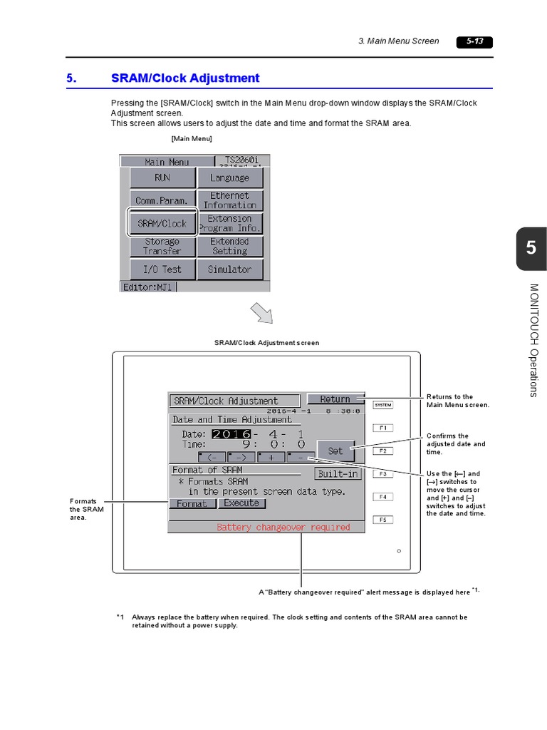 SRAM/Clock Adjustment | PDF | Menu (Computing) | Computer Engineering