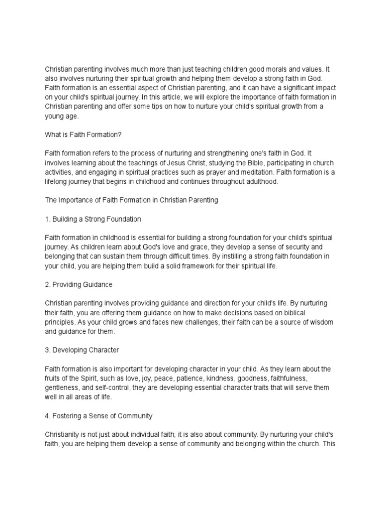 Christian Parenting: Faith Formation | Download Free PDF | Faith ...
