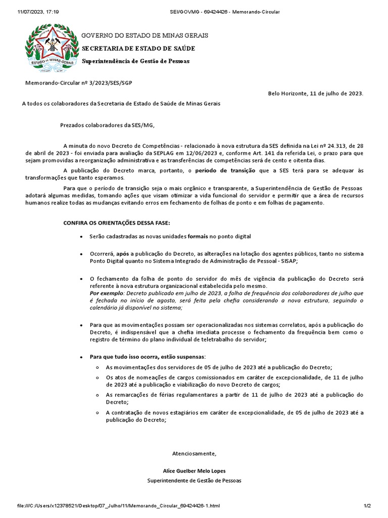 Memorando Circular n3 2023 Ses SGP | PDF