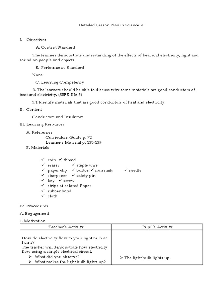 Science 5 - ConductorsAnd Insulators | PDF | Electric Current | Electricity