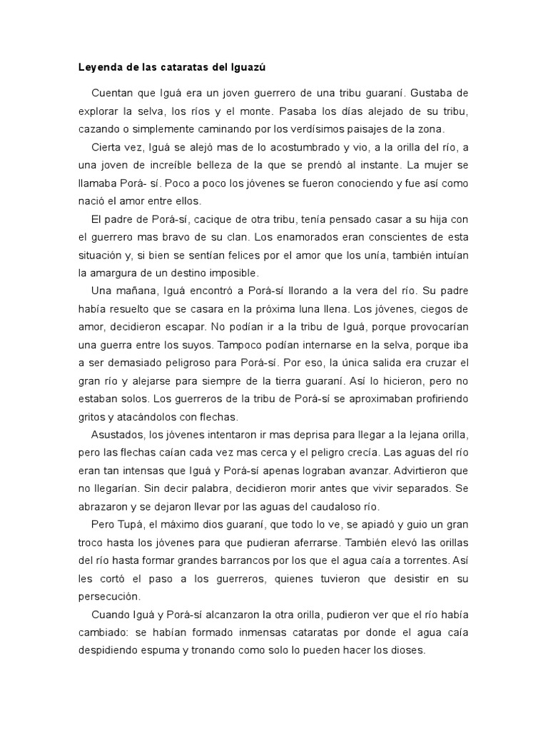 Leyenda de Las Cataratas Del Iguazú | PDF | Religión y espiritualidad