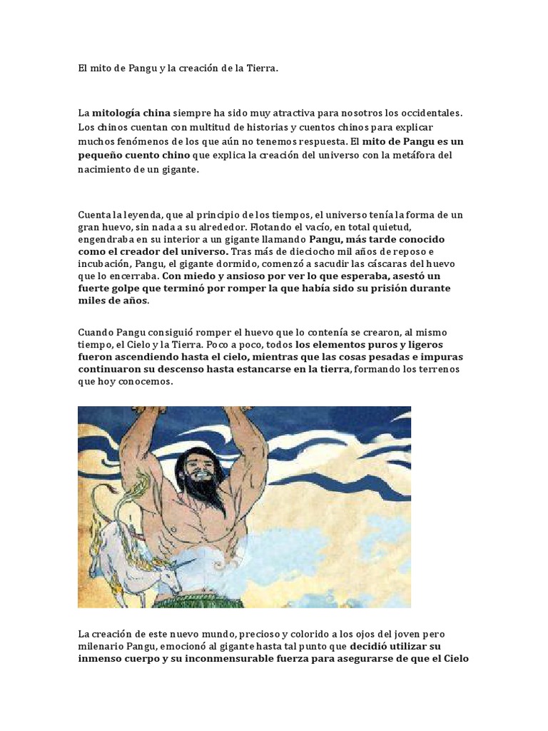 Mito de Pangu: Creación del Mundo Chino | PDF