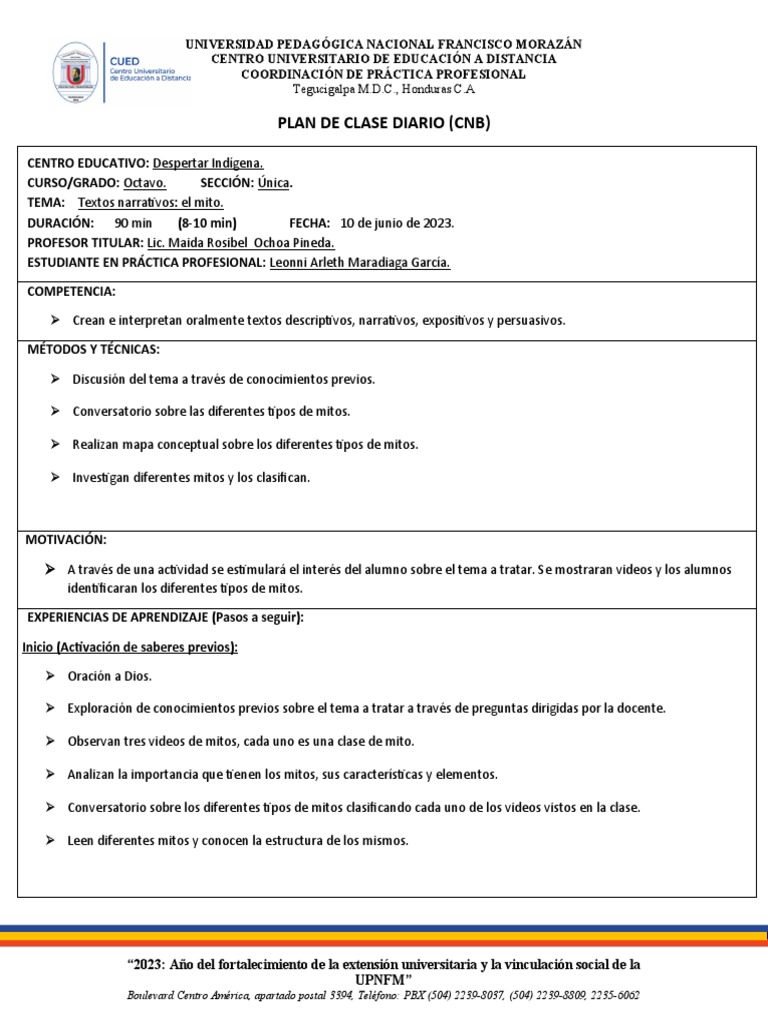 Modelo de Plan de Clase Diario Clase Demostrativa Ppi Ii Pac 2023 | PDF