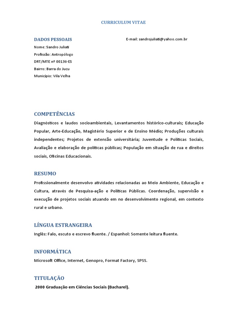 CV SJ 2022 | PDF | Sociologia | Antropologia