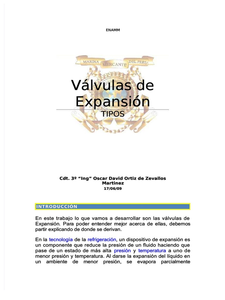 Valvulas de Expansion Tipos | PDF
