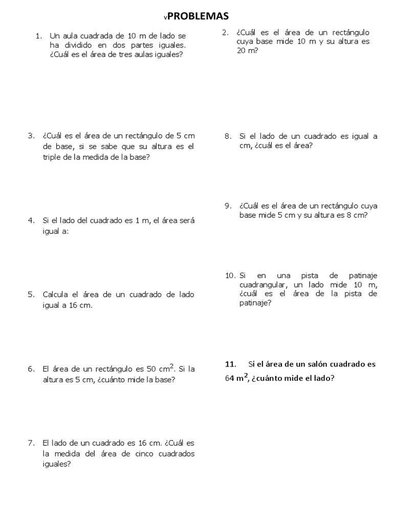 Problemas de Areas | PDF | Rectángulo | Geometría Elemental