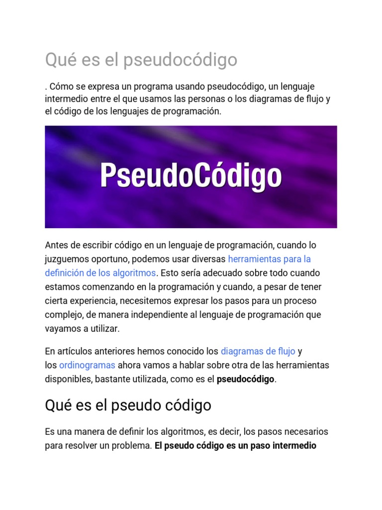 Qué Es El Pseudocódigo | PDF | Lenguaje de programación | Programación ...