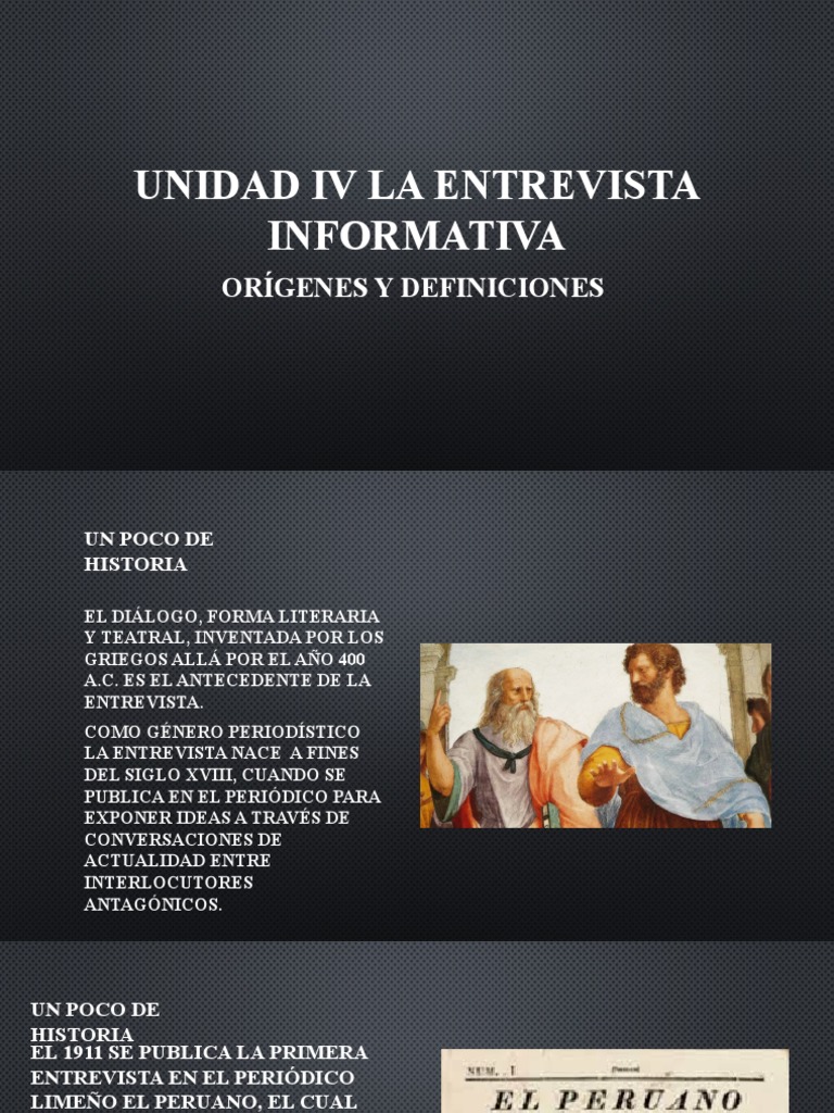 Unidad IV. Tema 1 La Entrevista Informativa | PDF