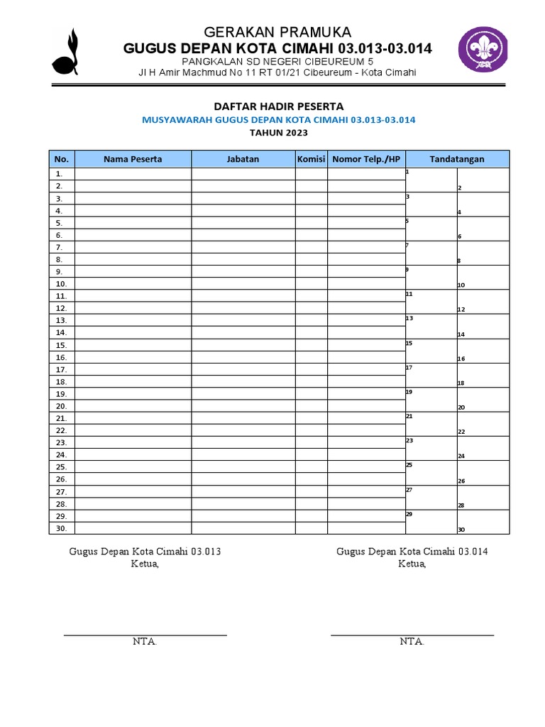Daftar Hadir Mugus | PDF