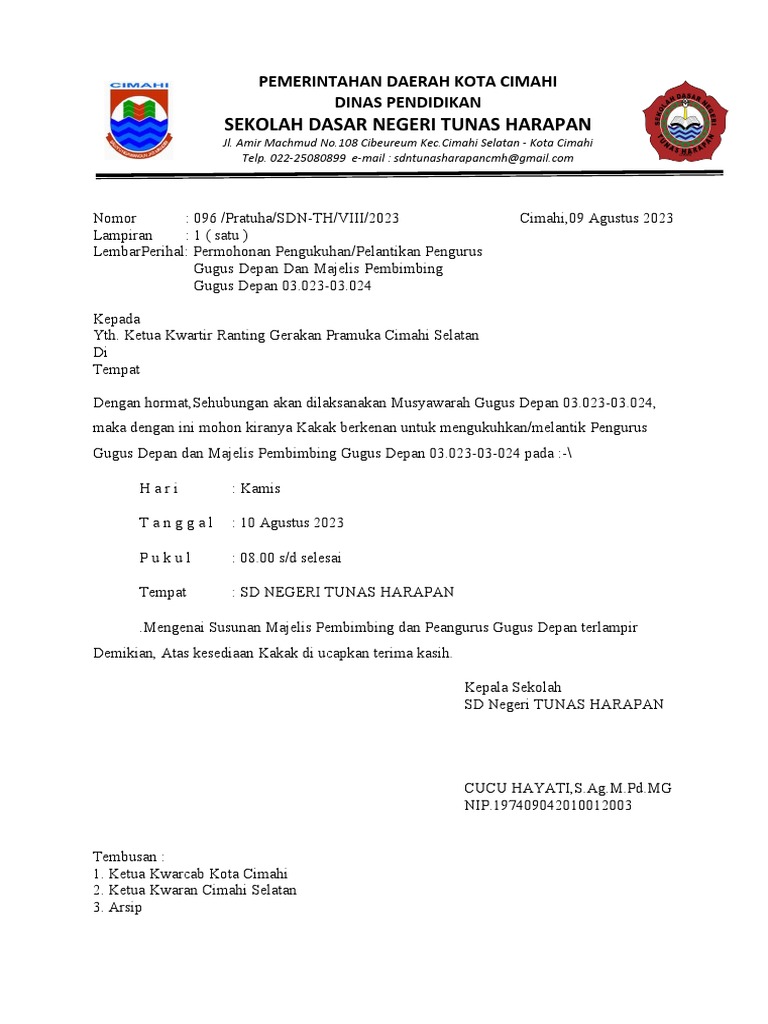 Surat Permohonan Pengukuhan Mabigus | PDF