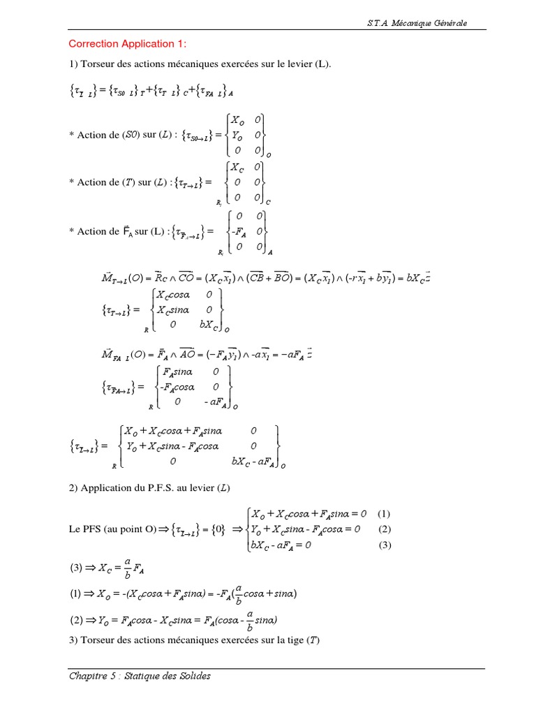 Correction TD9 de La Statique Des Solides Indéformables | PDF | Mathématiques | Machine