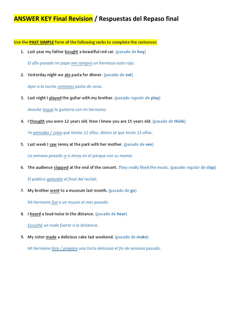 ANSWER KEY Final Revision | PDF