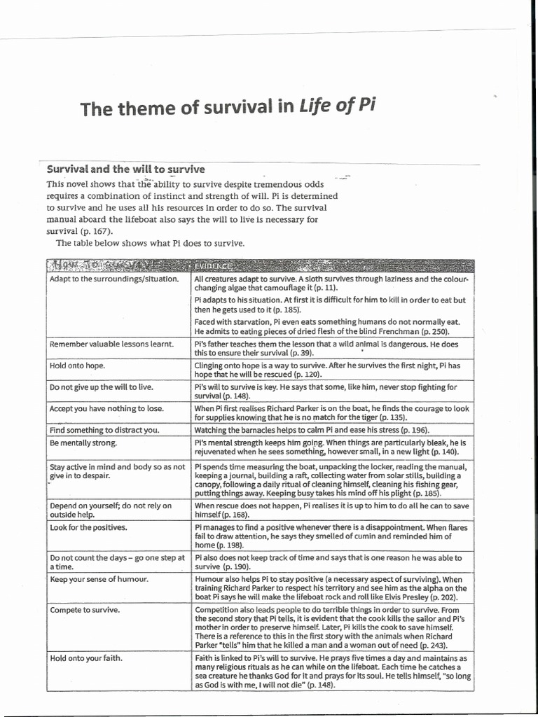 The Theme of Survival | PDF