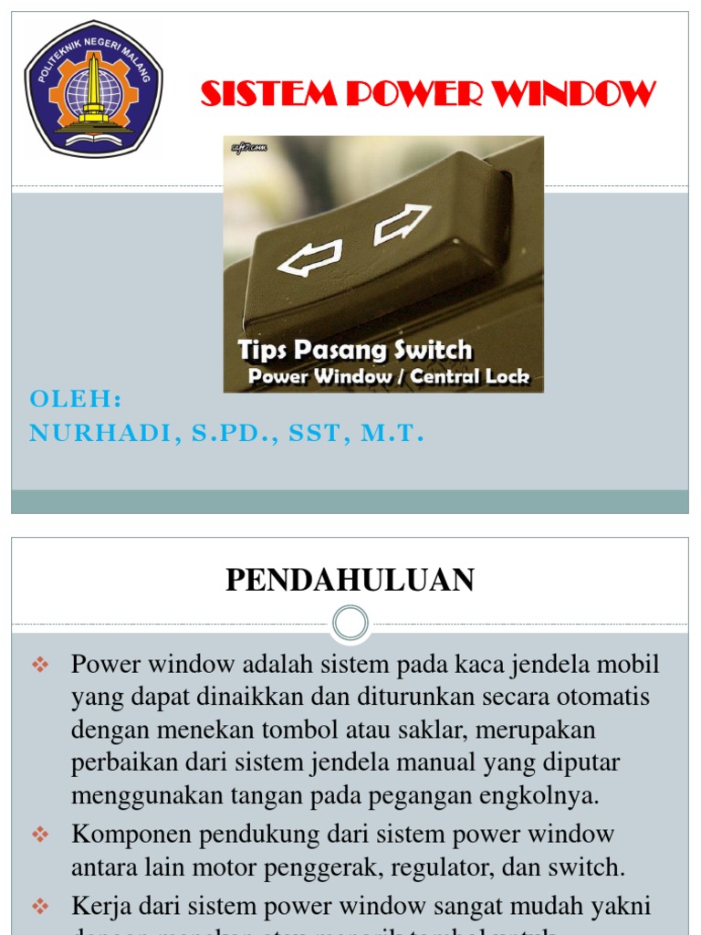 Sistem dan Komponen Power Window Mobil | PDF