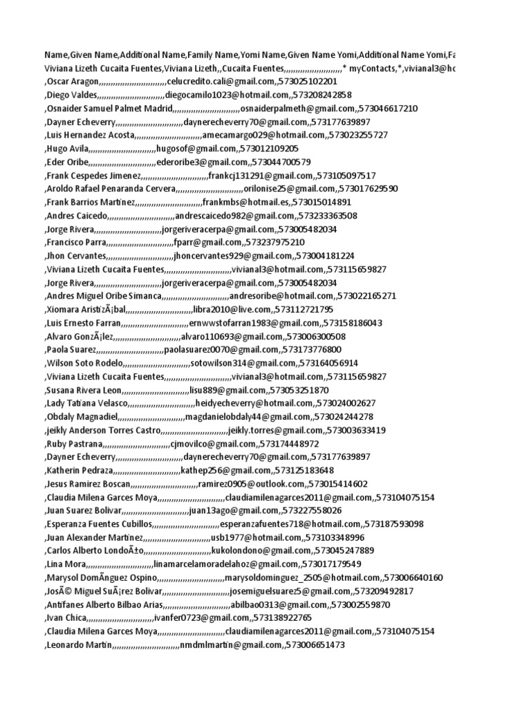 CONTACTOS - Hoja 1 | PDF