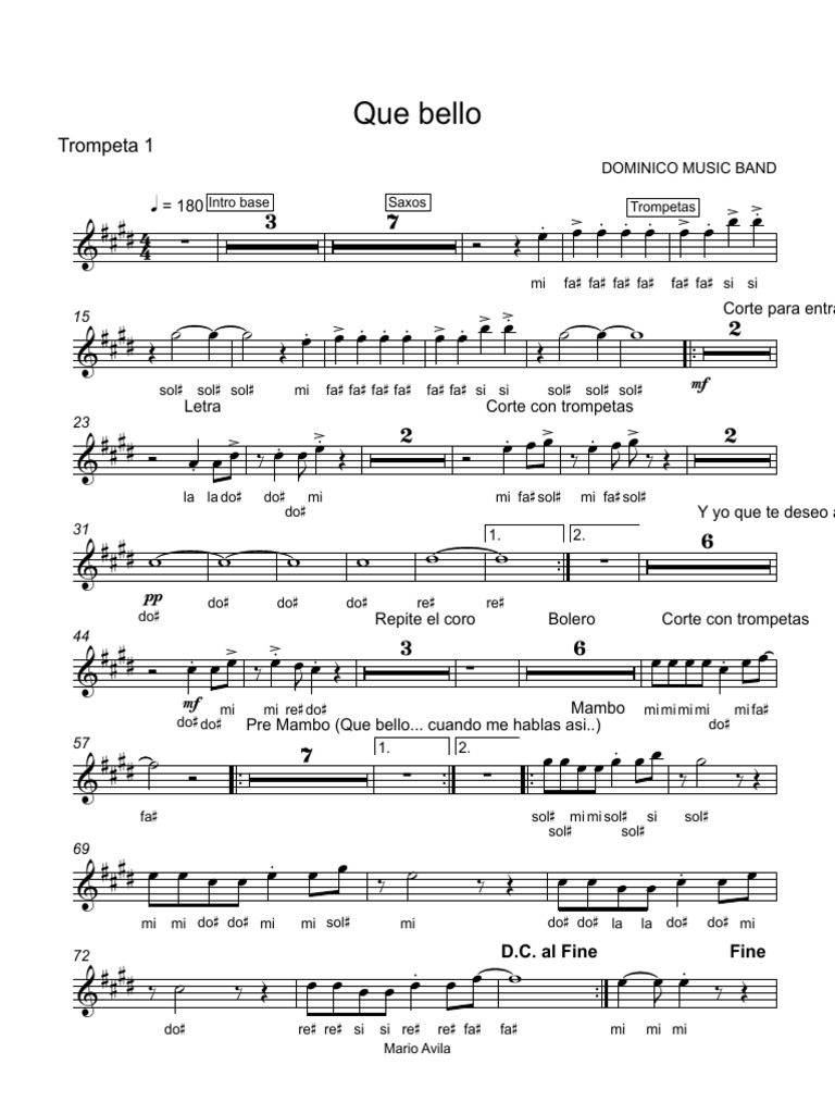 Que Bello - Trompeta 1 | PDF