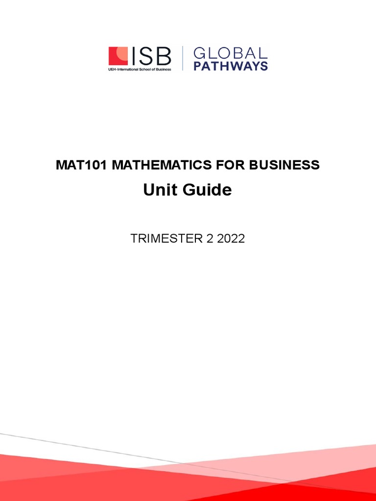 Mat101 Mathematics For Business - T2 2022 | PDF