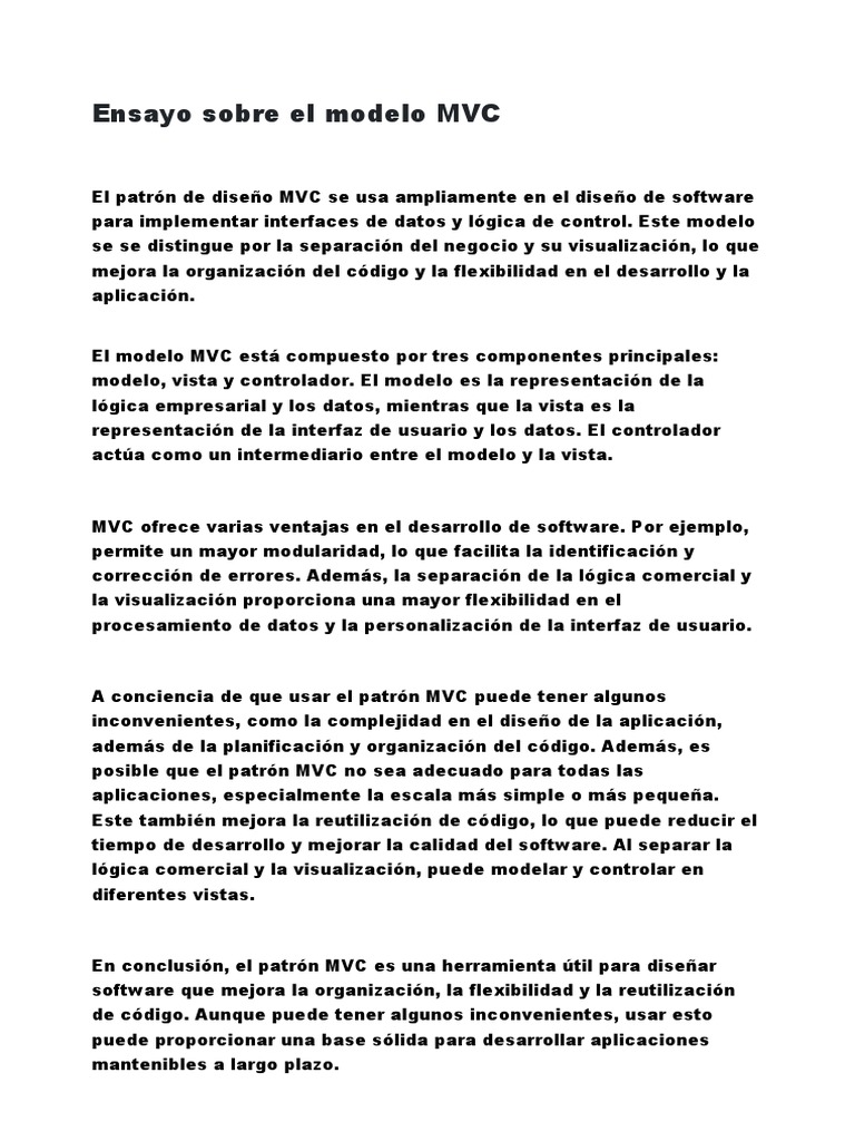 Ensayo Sobre El Modelo MVC | PDF