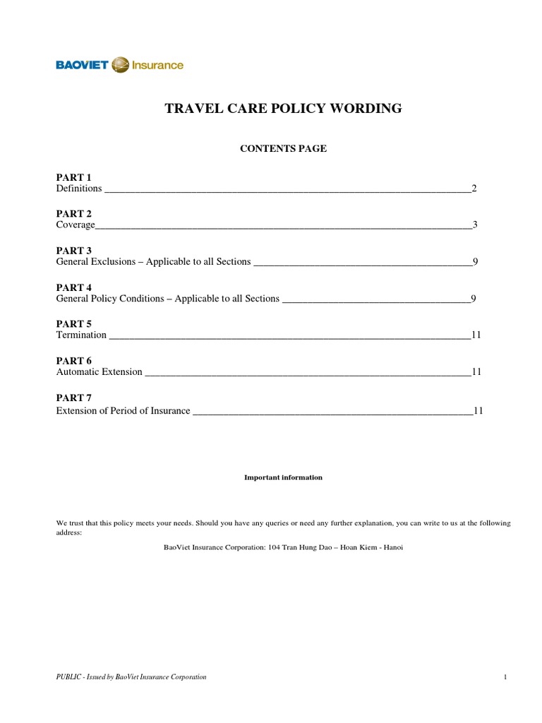 TVC Policy Wording en | PDF