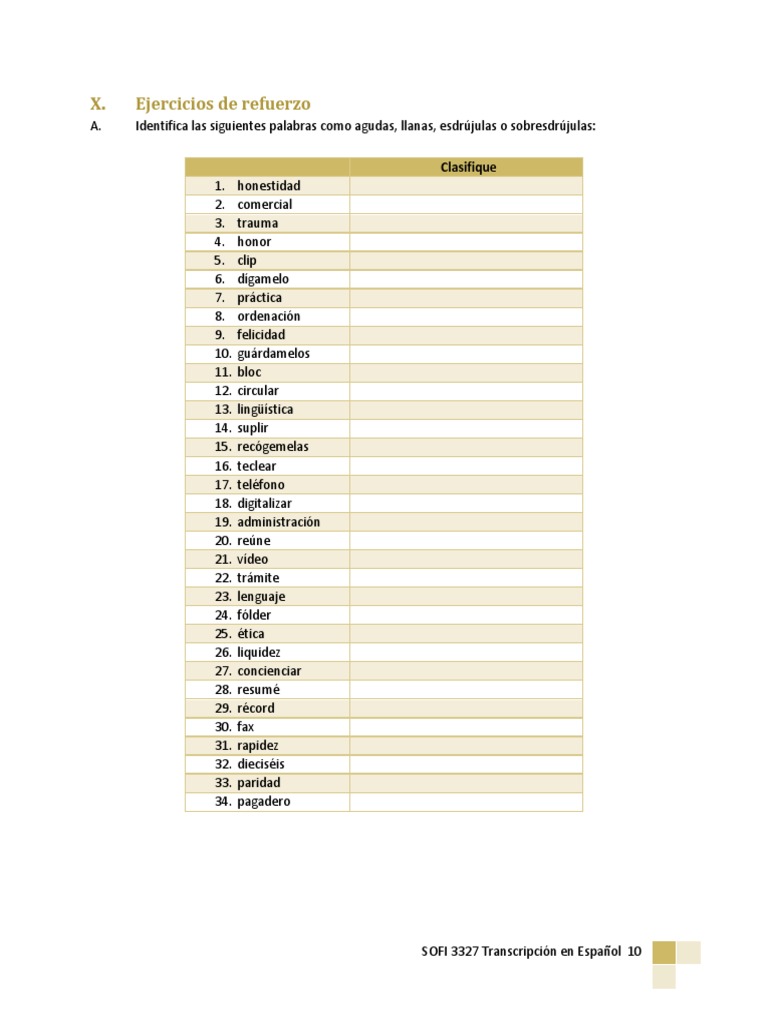 Ejercicios de Refuerzo Acentuación | PDF